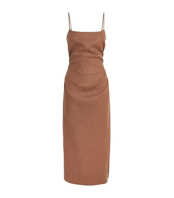 SIR. Linen Tommy Midi Dress - Brown