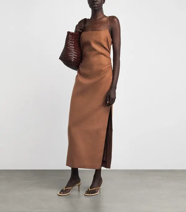SIR. Linen Tommy Midi Dress - Brown