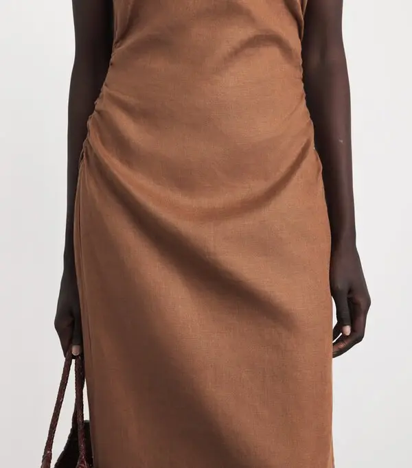 SIR. Linen Tommy Midi Dress - Brown