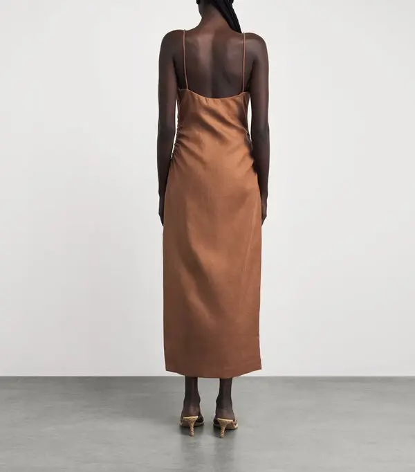 SIR. Linen Tommy Midi Dress - Brown