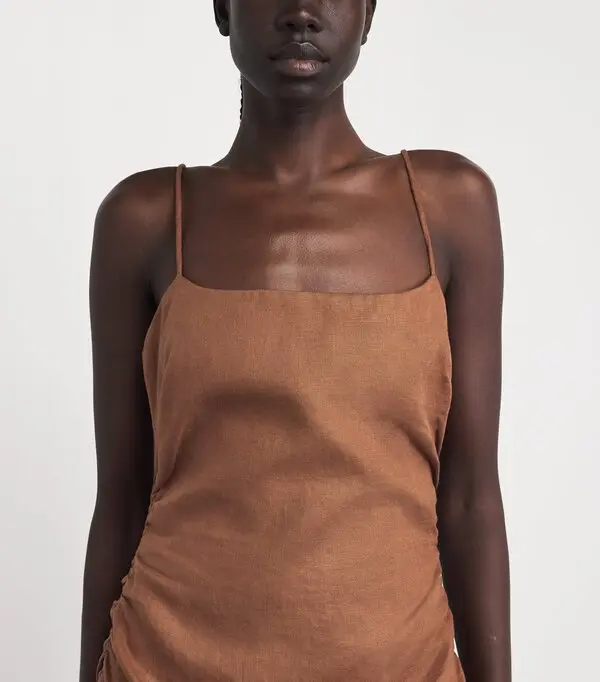 SIR. Linen Tommy Midi Dress - Brown