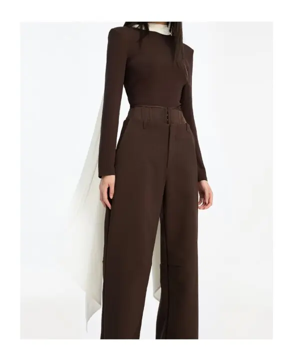 ROTATE BY BIRGER CHRISTENSEN Long-sleeved Scarf Top With Cutout Detail