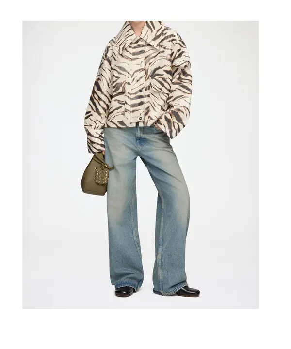 GANNI Zebra Print Cropped Jacket - Egret