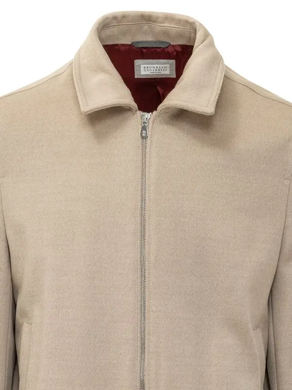 Brunello Cucinelli Stand Collar Zip-up Jacket - Nude