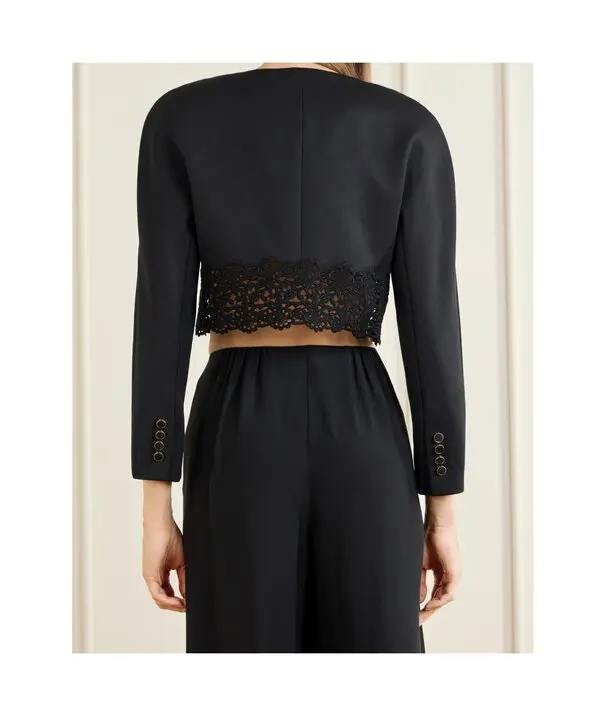 Chloé Cropped Lace-hem Cardigan - Black