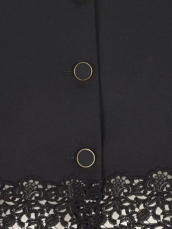 Chloé Cropped Lace-hem Cardigan - Black