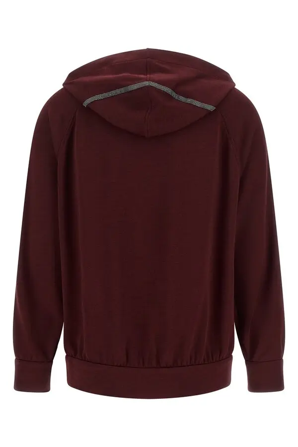 Brunello Cucinelli Full Zip Hooded Sweatshirt With Contrasting Trim