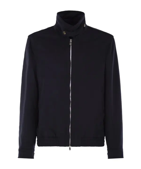 Brunello Cucinelli Long-sleeved Stand Collar Jacket With Zipper And Buttons - Black