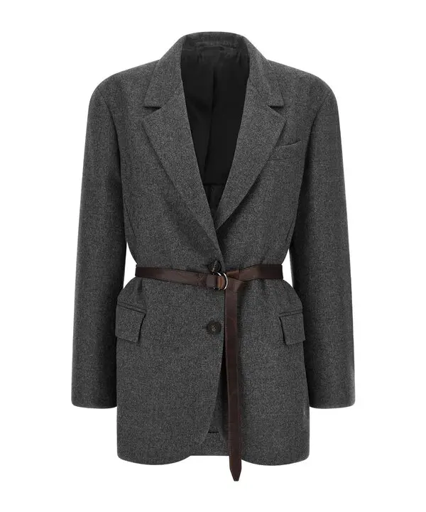 Brunello Cucinelli Long Sleeve Belted Blazer