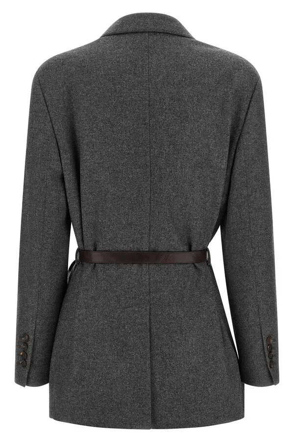 Brunello Cucinelli Long Sleeve Belted Blazer