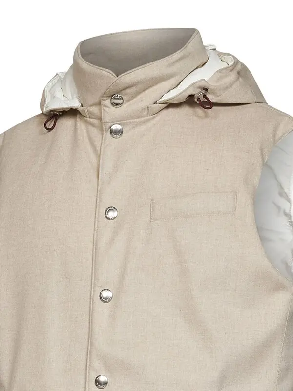 Brunello Cucinelli Sleeveless Hooded Gilet - Nude