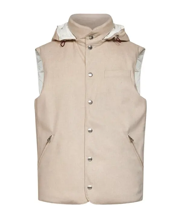 Brunello Cucinelli Sleeveless Hooded Gilet - Nude