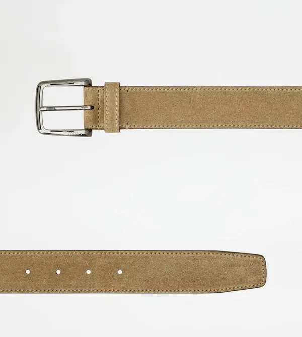 TOD'S Suede Belt With Metal Buckle