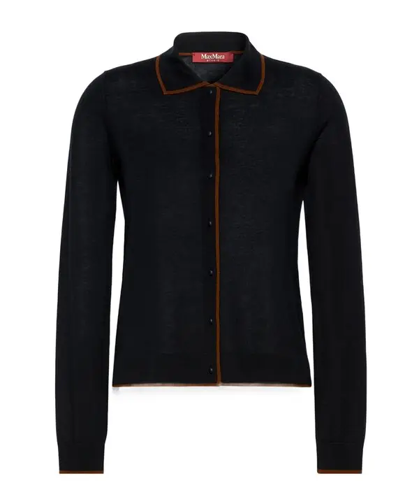 Max Mara Polo Collar Cardigan With Contrast Trim