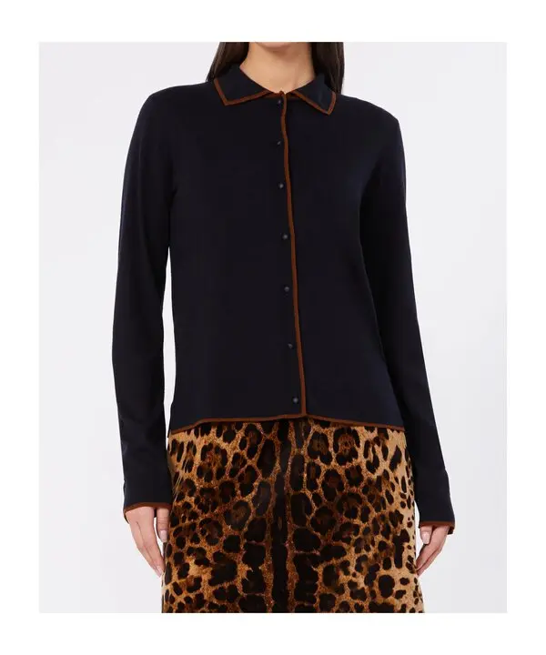 Max Mara Polo Collar Cardigan With Contrast Trim