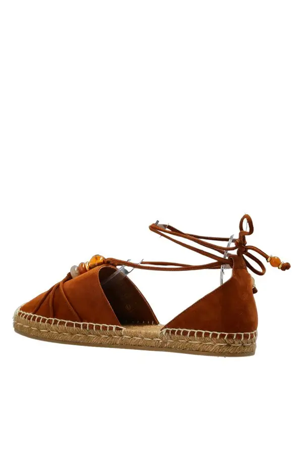 JIMMY CHOO Round Toe Flat Espadrilles With Decorative Beads