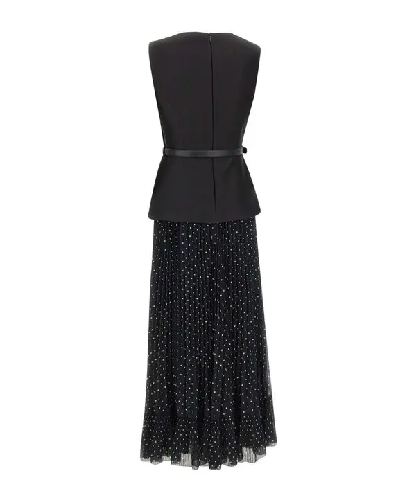 SELF-PORTRAIT Belted Polka Dot Midi Dress