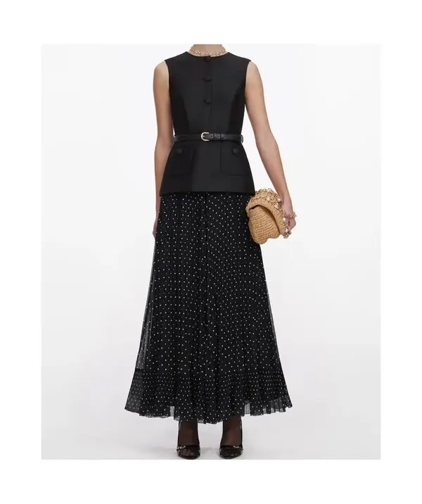 SELF-PORTRAIT Belted Polka Dot Midi Dress