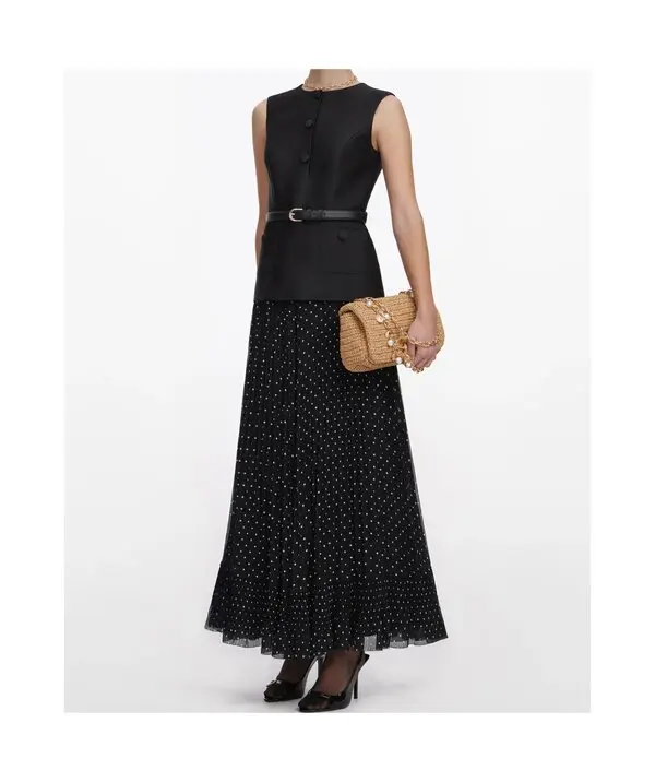 SELF-PORTRAIT Belted Polka Dot Midi Dress