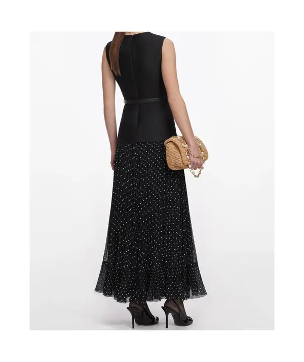 SELF-PORTRAIT Belted Polka Dot Midi Dress