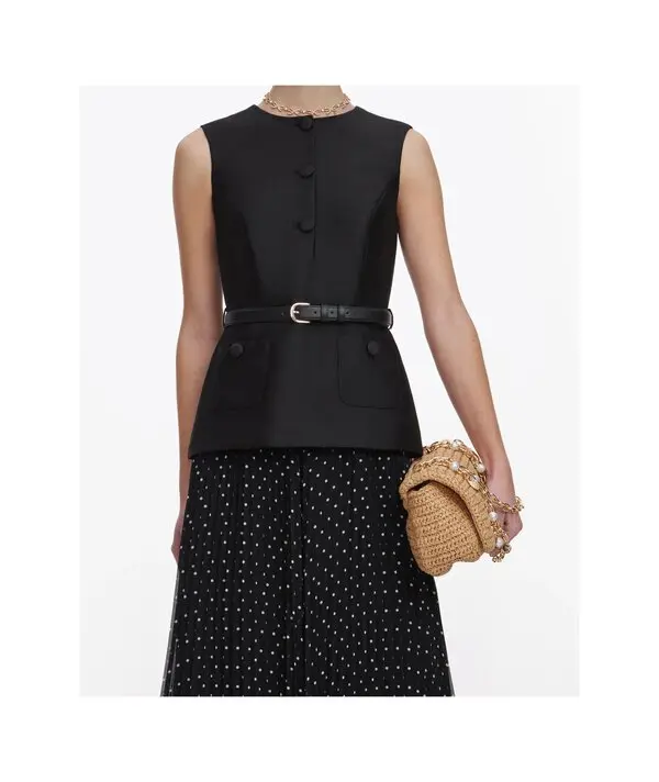 SELF-PORTRAIT Belted Polka Dot Midi Dress
