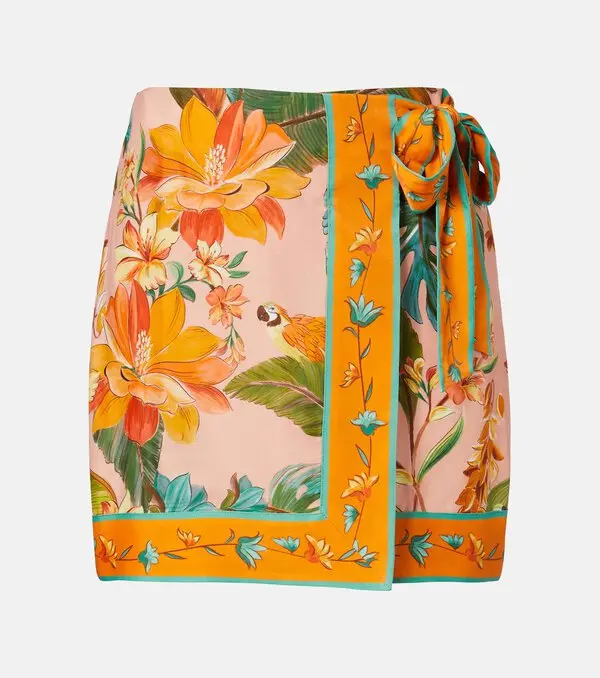 Farm Rio Birds Wrap Mini Skirt - Pink