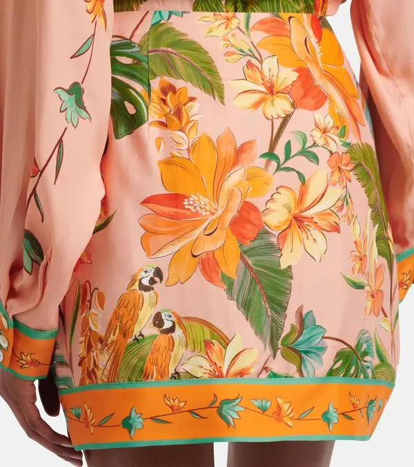 Farm Rio Birds Wrap Mini Skirt