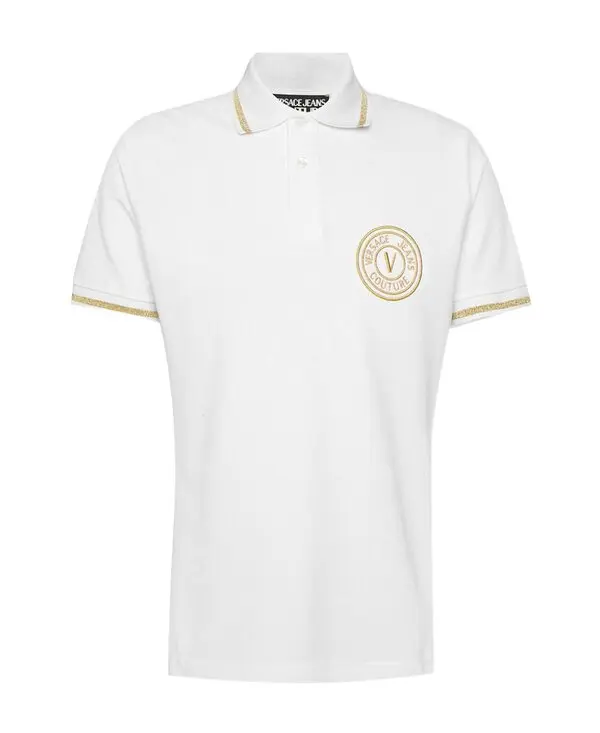 Versace Logo Embroidered Polo Shirt