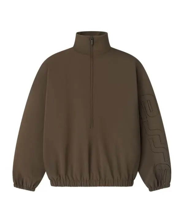 Fear Of God Logo Embroidered Half-zip Sweatshirt - Brown