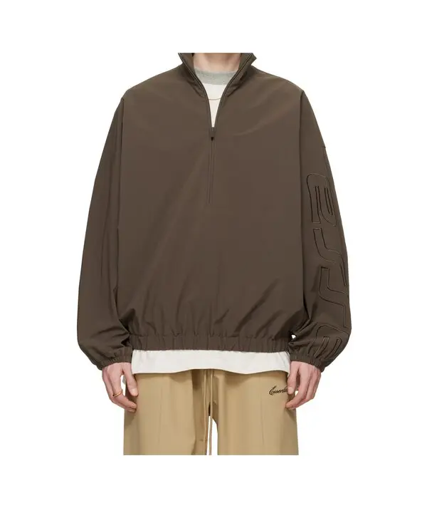 Fear Of God Logo Embroidered Half-zip Sweatshirt - Brown