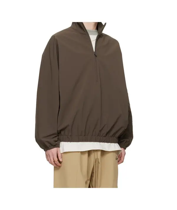 Fear Of God Logo Embroidered Half-zip Sweatshirt - Brown