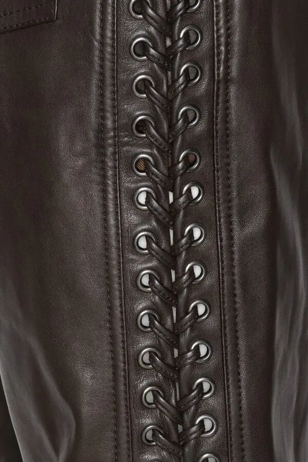 ROTATE BY BIRGER CHRISTENSEN Straight-leg Leather Pants With Lace-up Detail