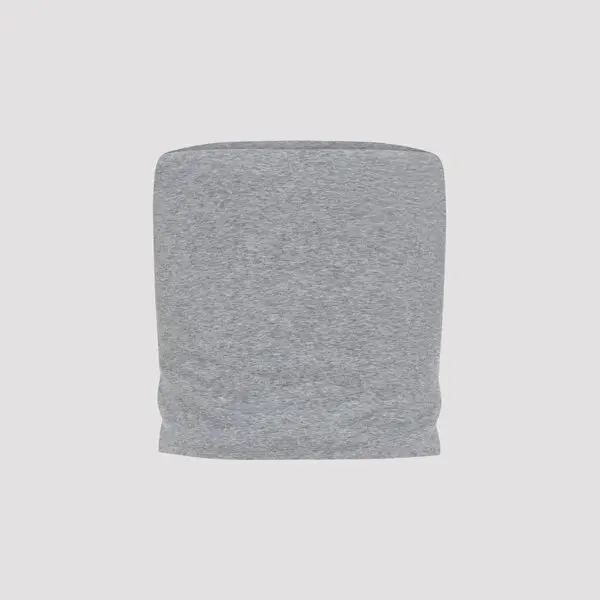 Miu Miu Heather Grey Cotton Jersey Bandeau Top With Logo Pocket