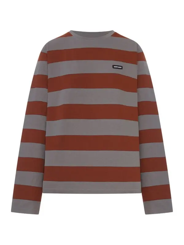 Miu Miu Striped Long Sleeve T-shirt In Cotton - Multicolor