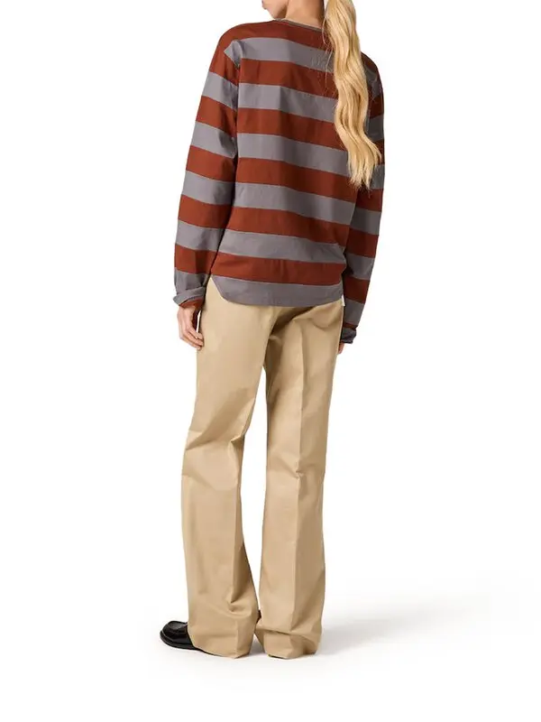 Miu Miu Striped Long Sleeve T-shirt In Cotton - Multicolor