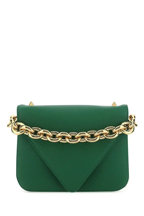 Bottega Veneta Green Leather Chain Shoulder Bag - Multicolor