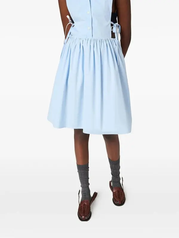 Miu Miu Sleeveless Poplin Dress With Side Ties - Blue