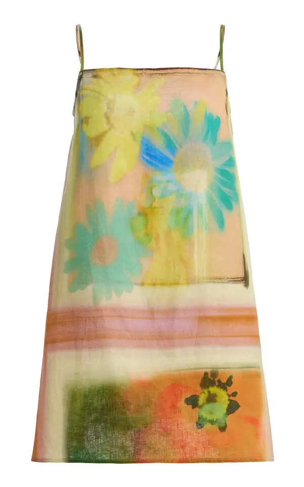 Staud Laura Linen Floral Print Mini Dress - Multi
