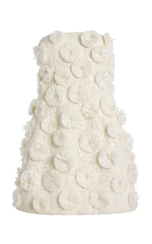 Simkhai Holland Floral Raffia Bustier Mini Dress - White