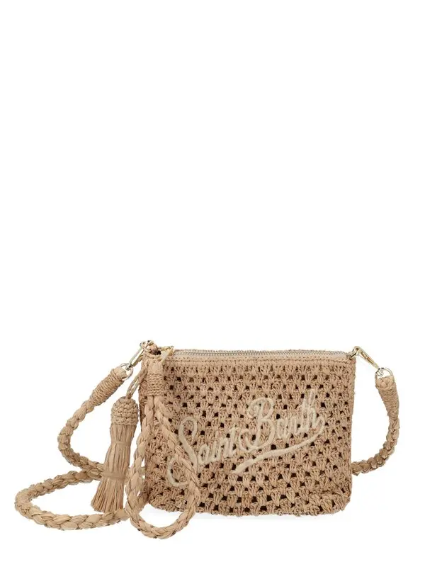 MC2 SAINT BARTH Pochette In Raffia With Logo - Beige