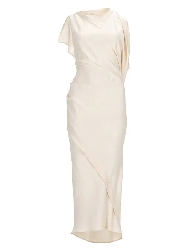 Victoria Beckham Kyra Asymmetrical Draped Midi Dress - Ivory