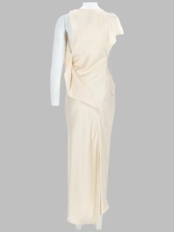 Victoria Beckham Kyra Asymmetrical Draped Midi Dress - Ivory