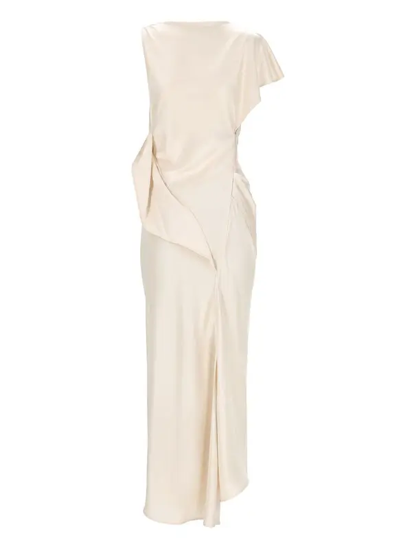 Victoria Beckham Kyra Asymmetrical Draped Midi Dress - Ivory