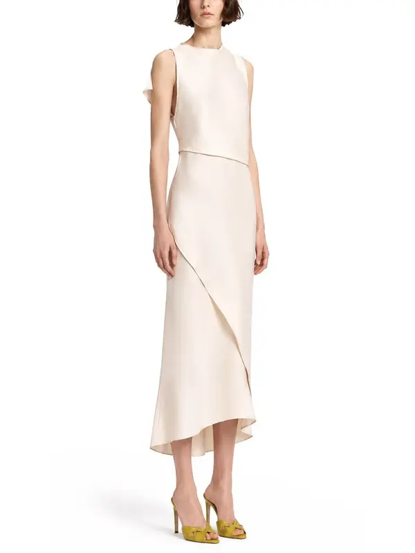 Victoria Beckham Kyra Asymmetrical Draped Midi Dress - Ivory