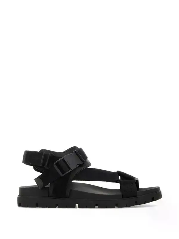 Prada Logo-embossed Fabric Suede Sandals
