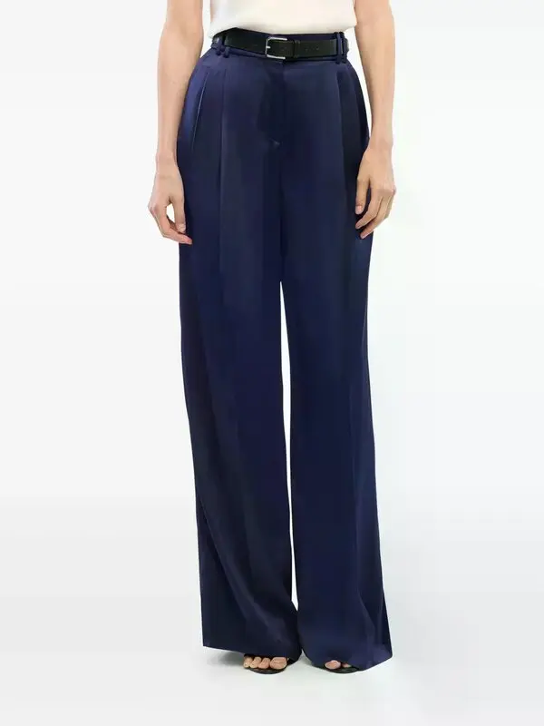 Another Tomorrow Pleated Satin Trousers
