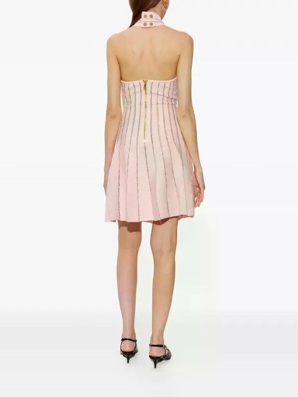 Balmain Ribbed Cross-strap Backless Mini Dress