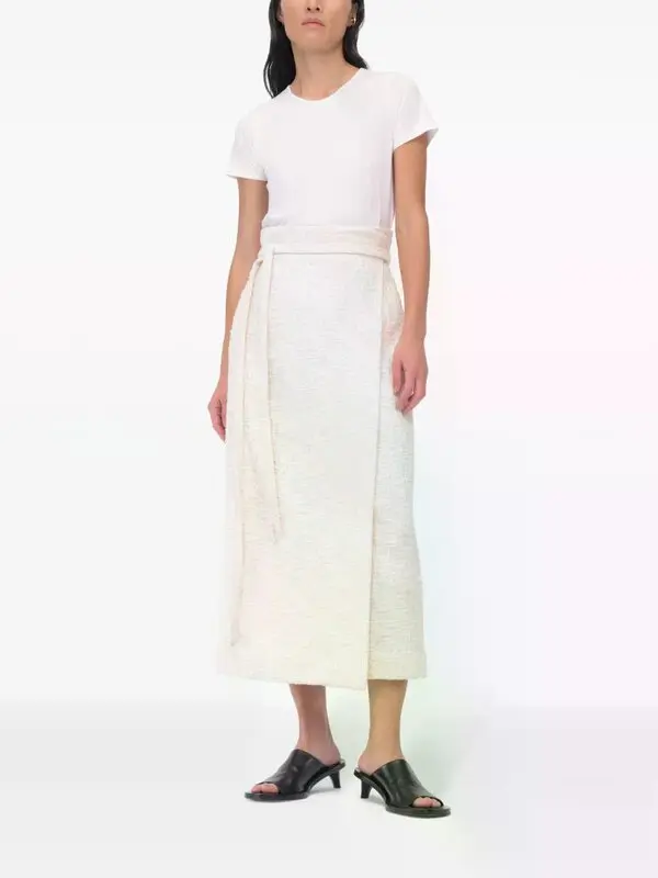 Another Tomorrow Organic Cotton Tweed Wrap Skirt