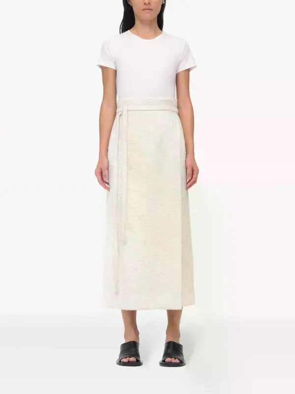 Another Tomorrow Organic Cotton Tweed Wrap Skirt
