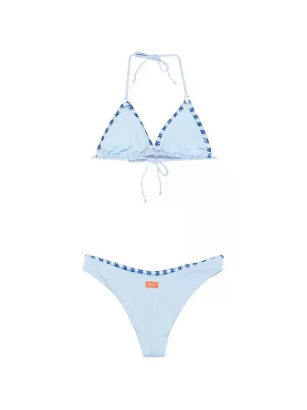 COTAZUR Embroidered Trim Triangle Bikini - Blue